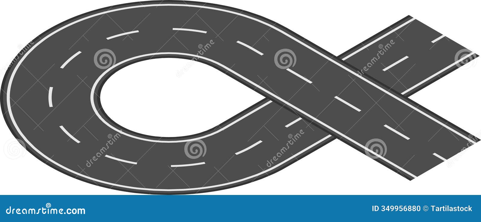Grey Winding Road With White Dashed Lines Forming An Infinity Symbol ...