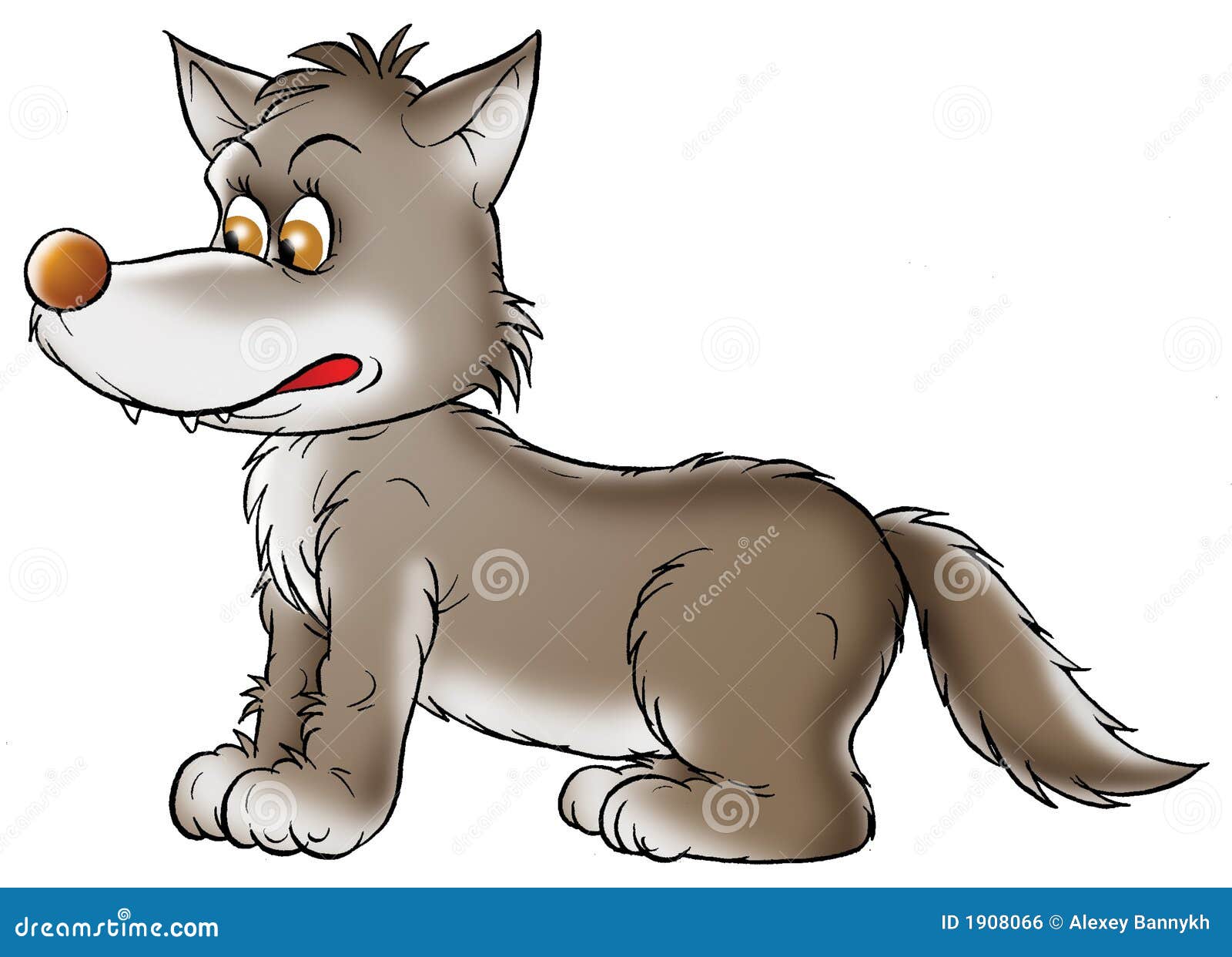 Grey wolf stock illustration. Illustration of funny, animated - 1908066