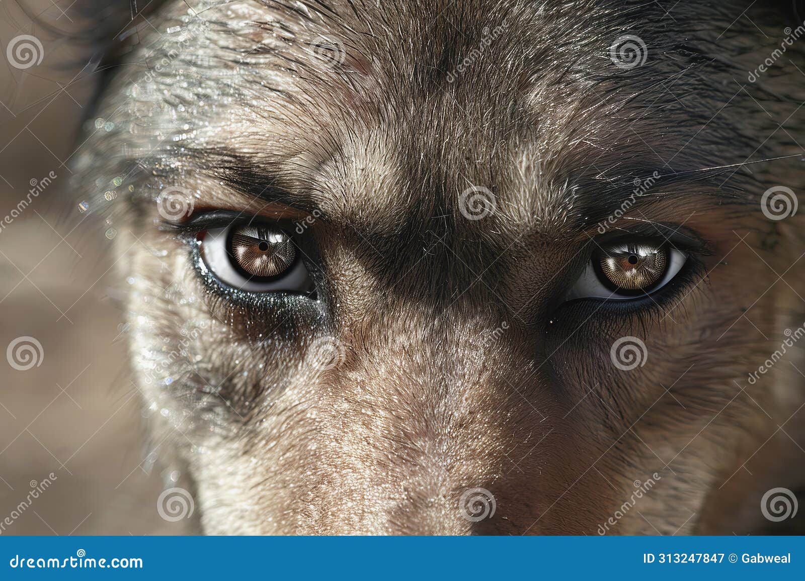 Wolf With Human Body As A Shepherd Grazing Sheep In The Field. Concept ...