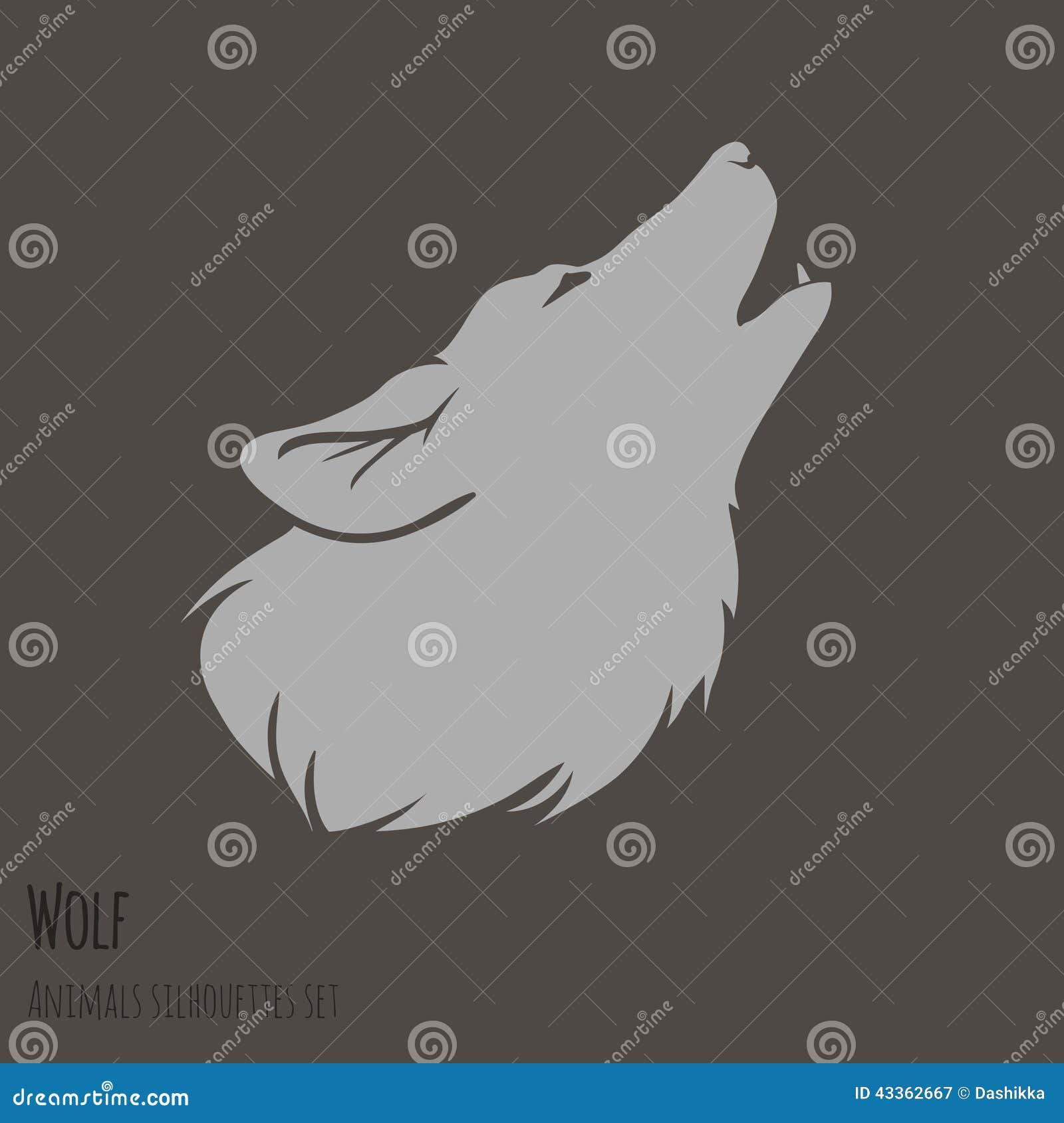 Grey Wolf Silhouette stock vector. Illustration of element - 43362667
