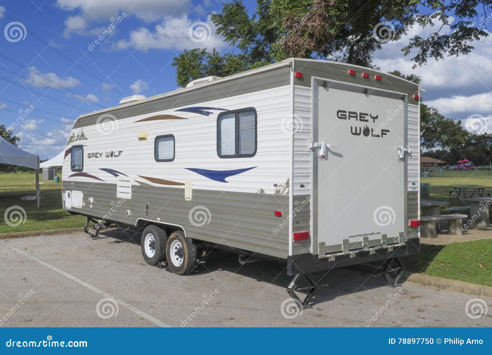 Grey Wolf travel trailer editorial image. Image of summer - 78897750
