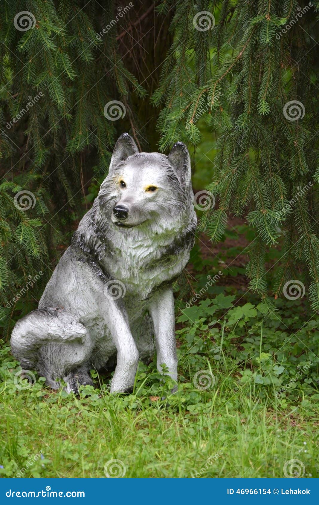 Grey Wolf Under the Fir Tree Stock Photo - Image of landscape, single ...