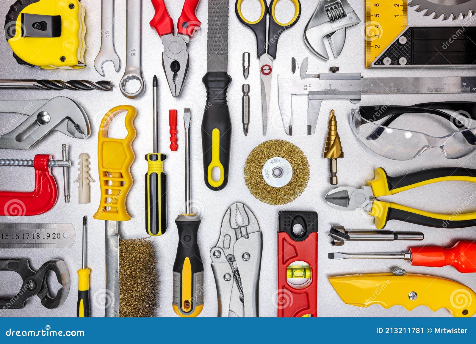 Working Desk with Different Professional Tools and Instruments. Top ...