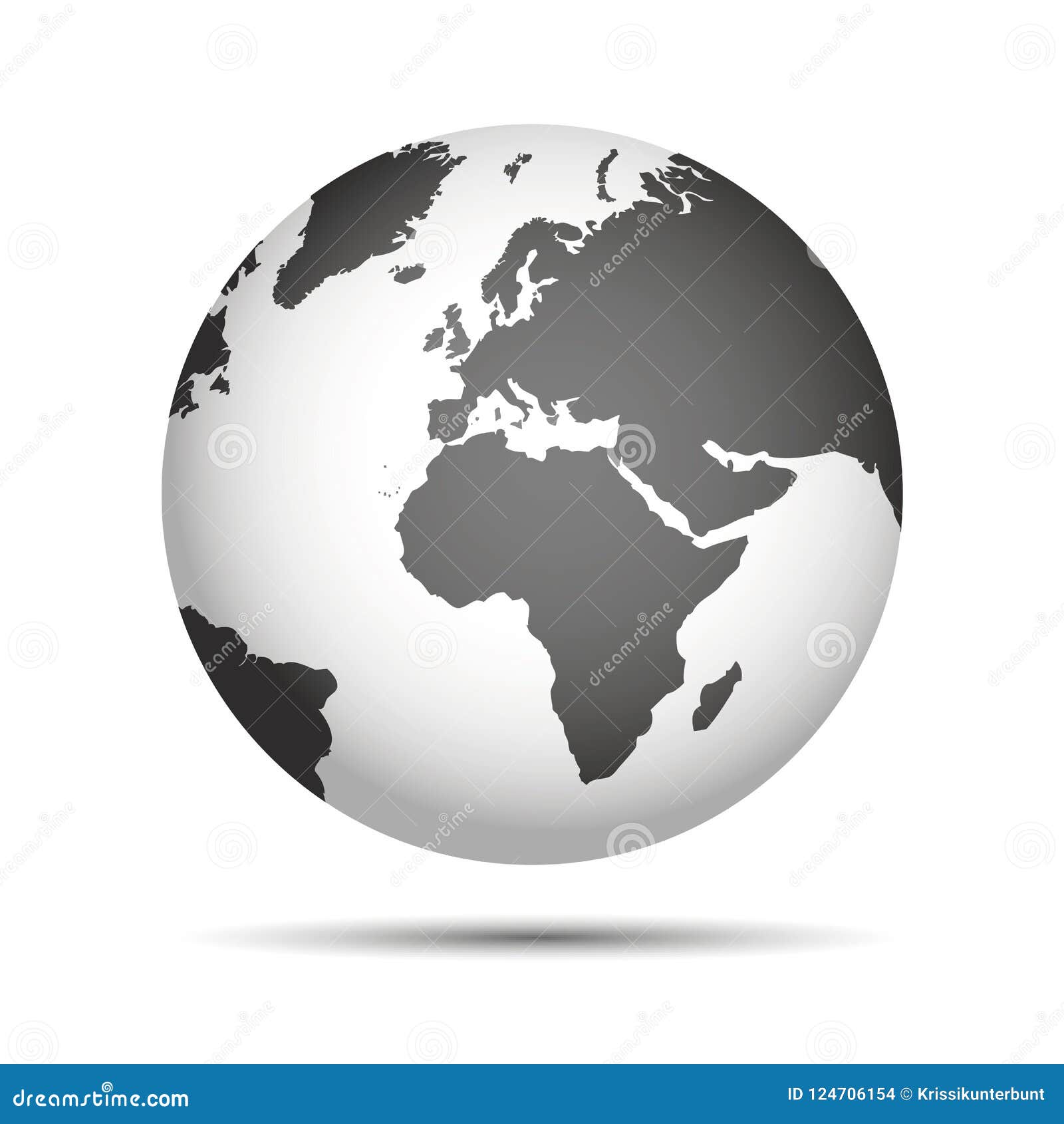 Grey world earth globe stock vector. Illustration of shadow - 124706154