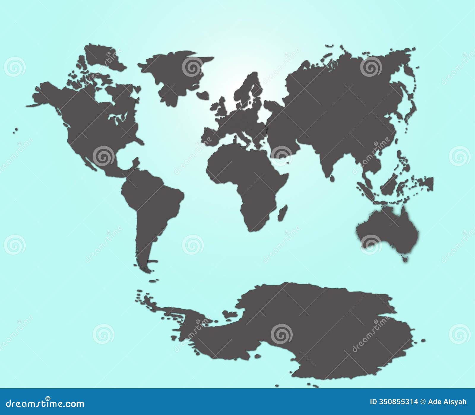 Grey World Map with Blue Background and Shadow Stock Illustration ...