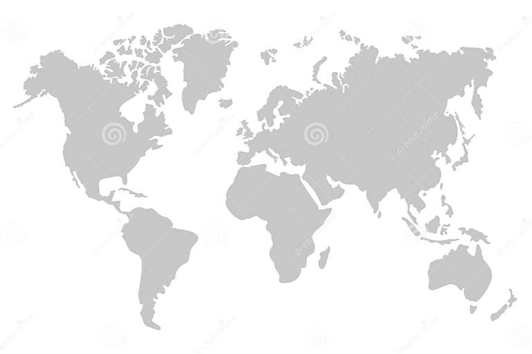 Grey World Map. the Five Continents. Vector Illustration. Stock Vector ...
