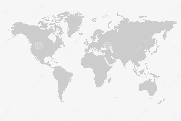 Grey World Map Vector Isolated on White Background. World Map Template ...