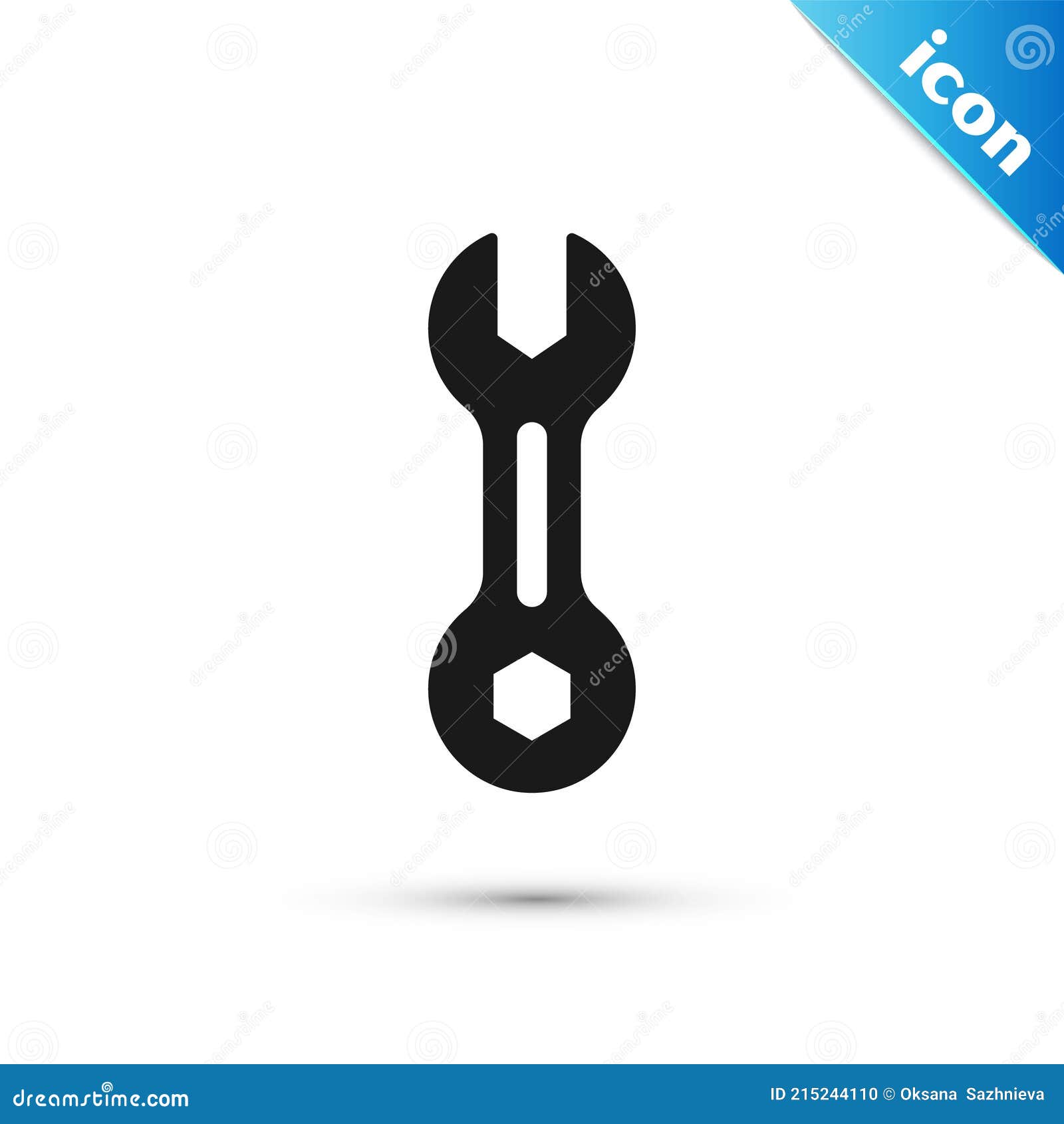 Grey Wrench Spanner Icon Isolated on White Background. Vector Stock ...