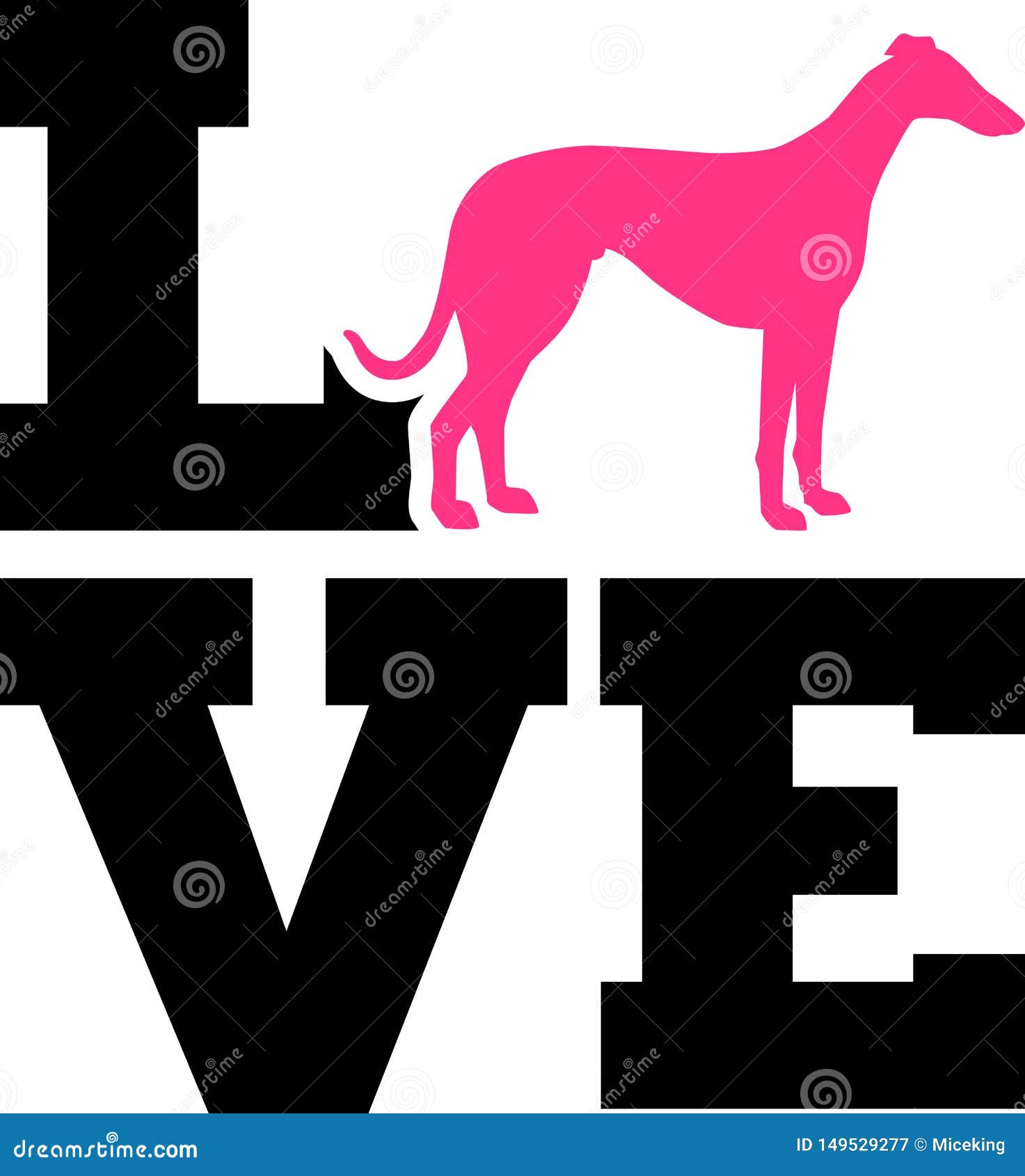 Greyhound Love with Pink Silhouette Stock Vector - Illustration of ...