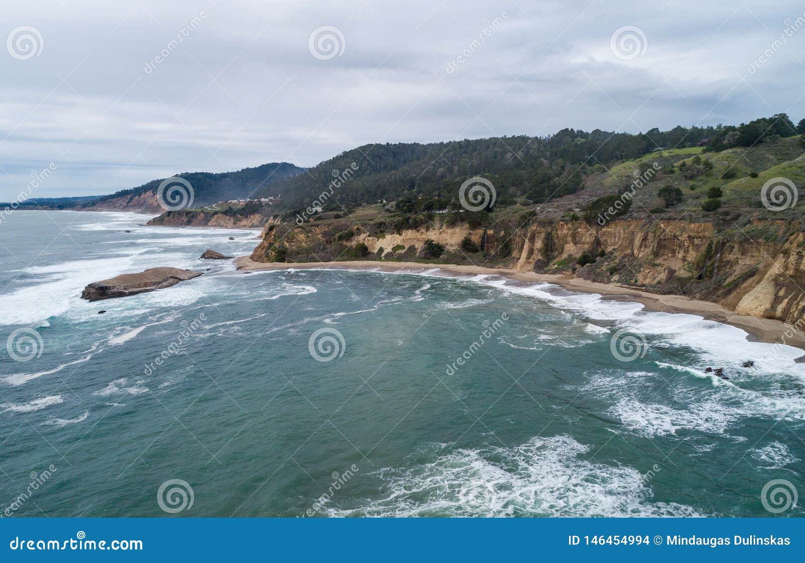Greyhound Rock and Beach in Background. California Stock Photo - Image ...