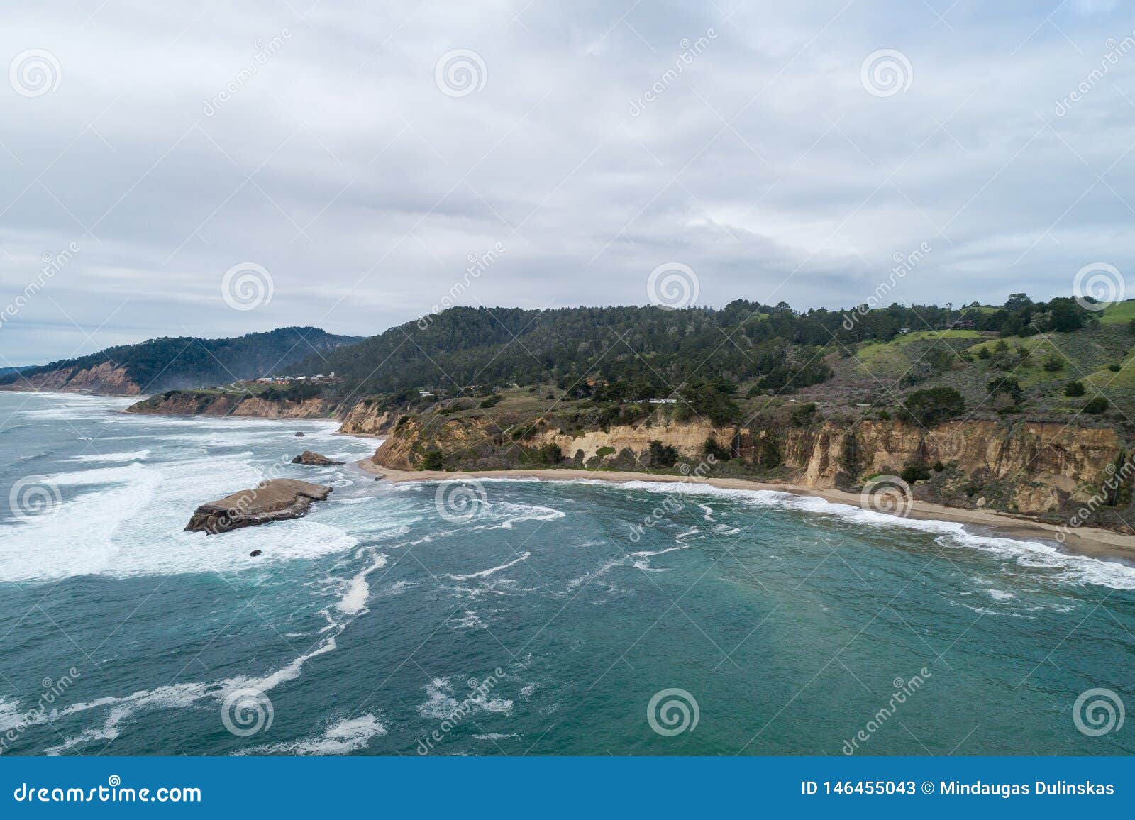 Greyhound Rock and Beach in Background. California Stock Image - Image ...