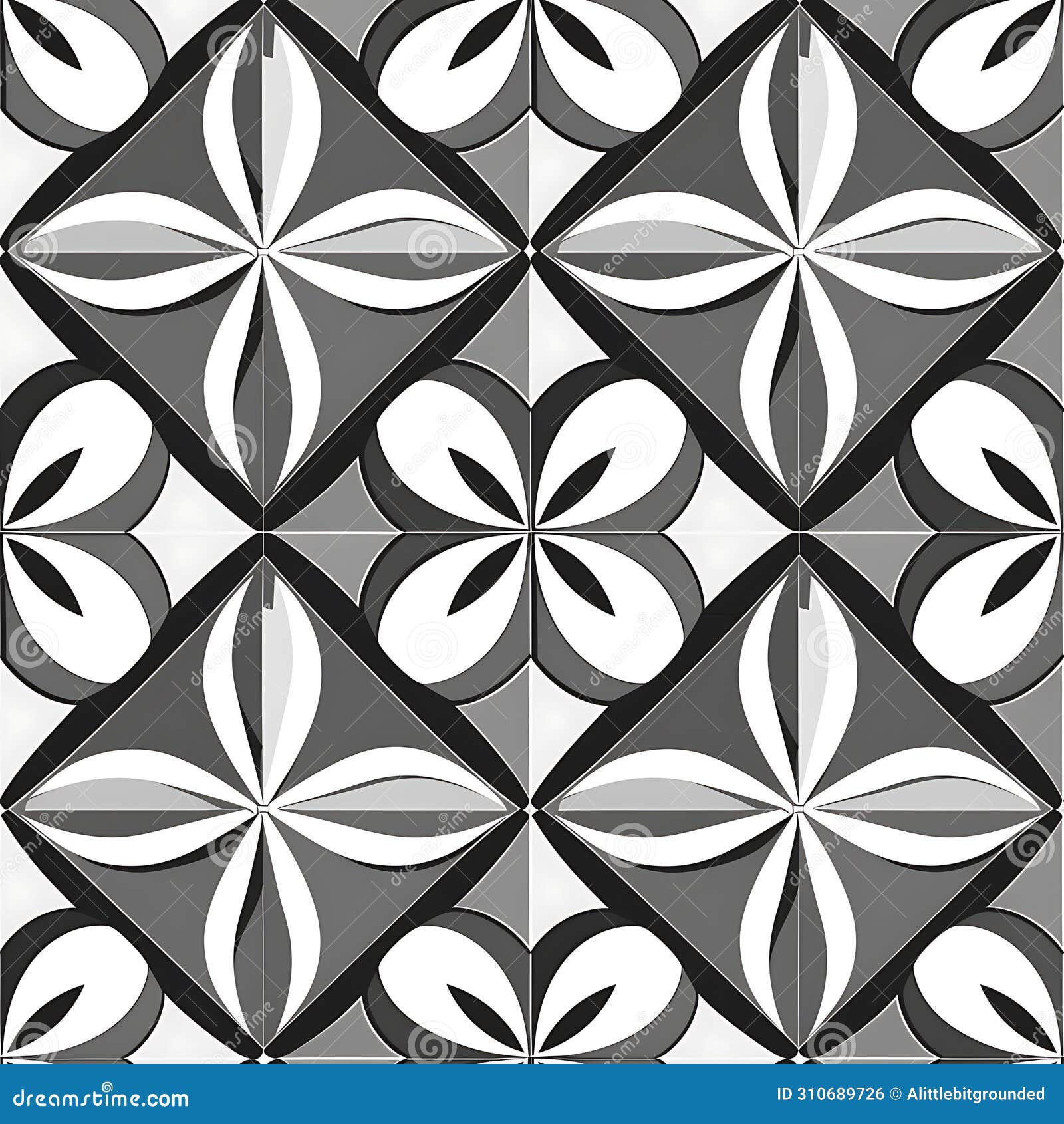 Greyscale Monochromatic Geometric Repeating Pattern Stock Illustration ...