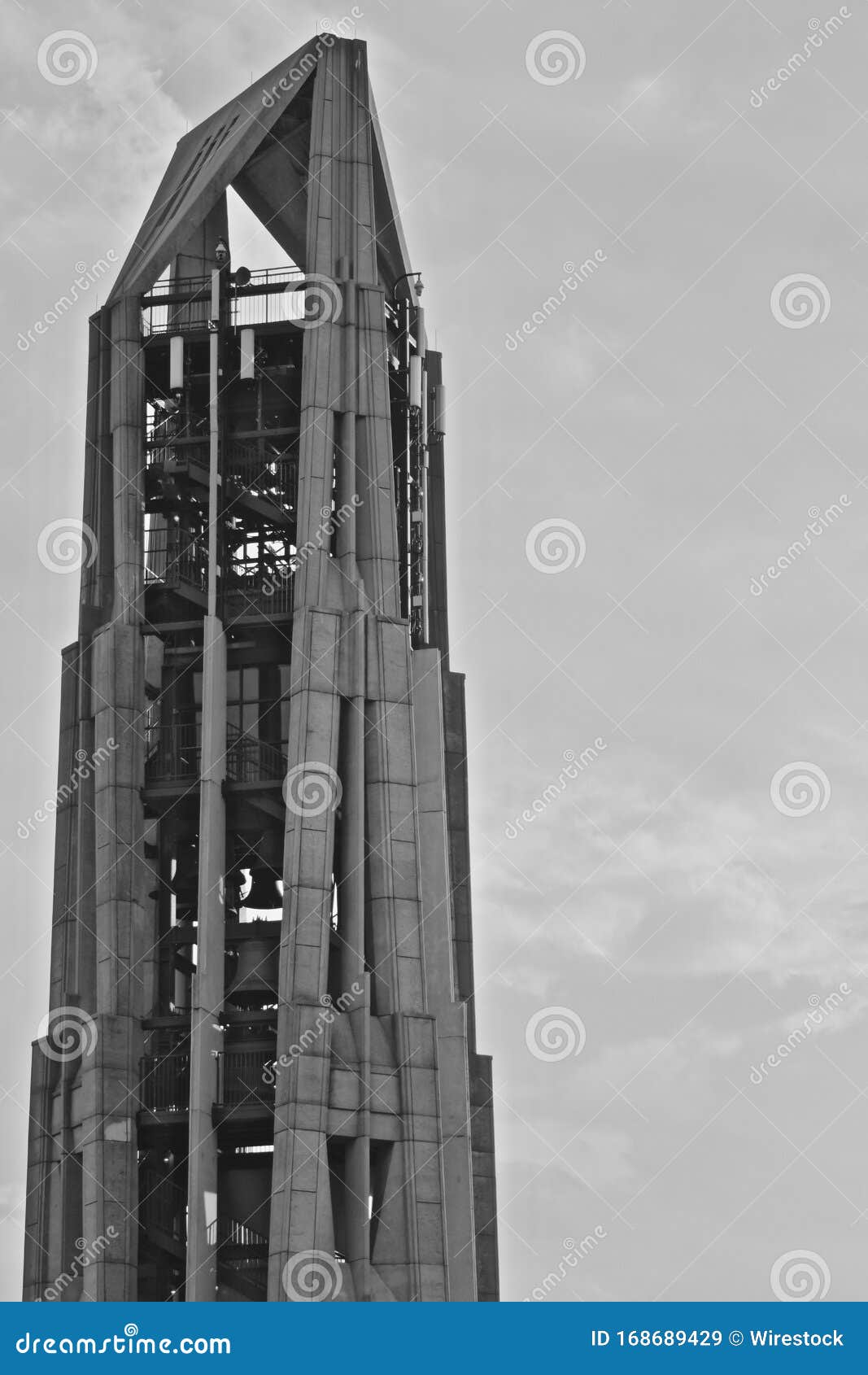 Greyscale of the Moser Tower Under a Cloudy Sky during Daytime in ...