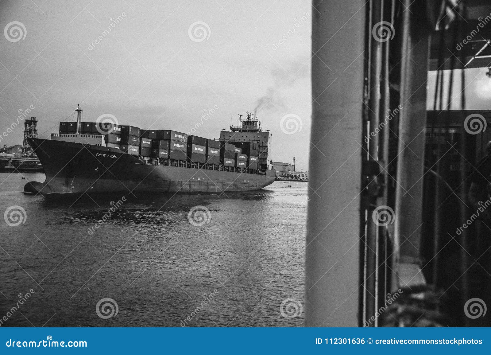 Greyscale Photo Of Cargo Ship On Ocean Picture. Image: 112301636