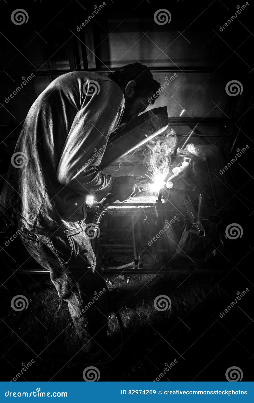 Greyscale Photo Of Person Having Welding Picture. Image: 82974269