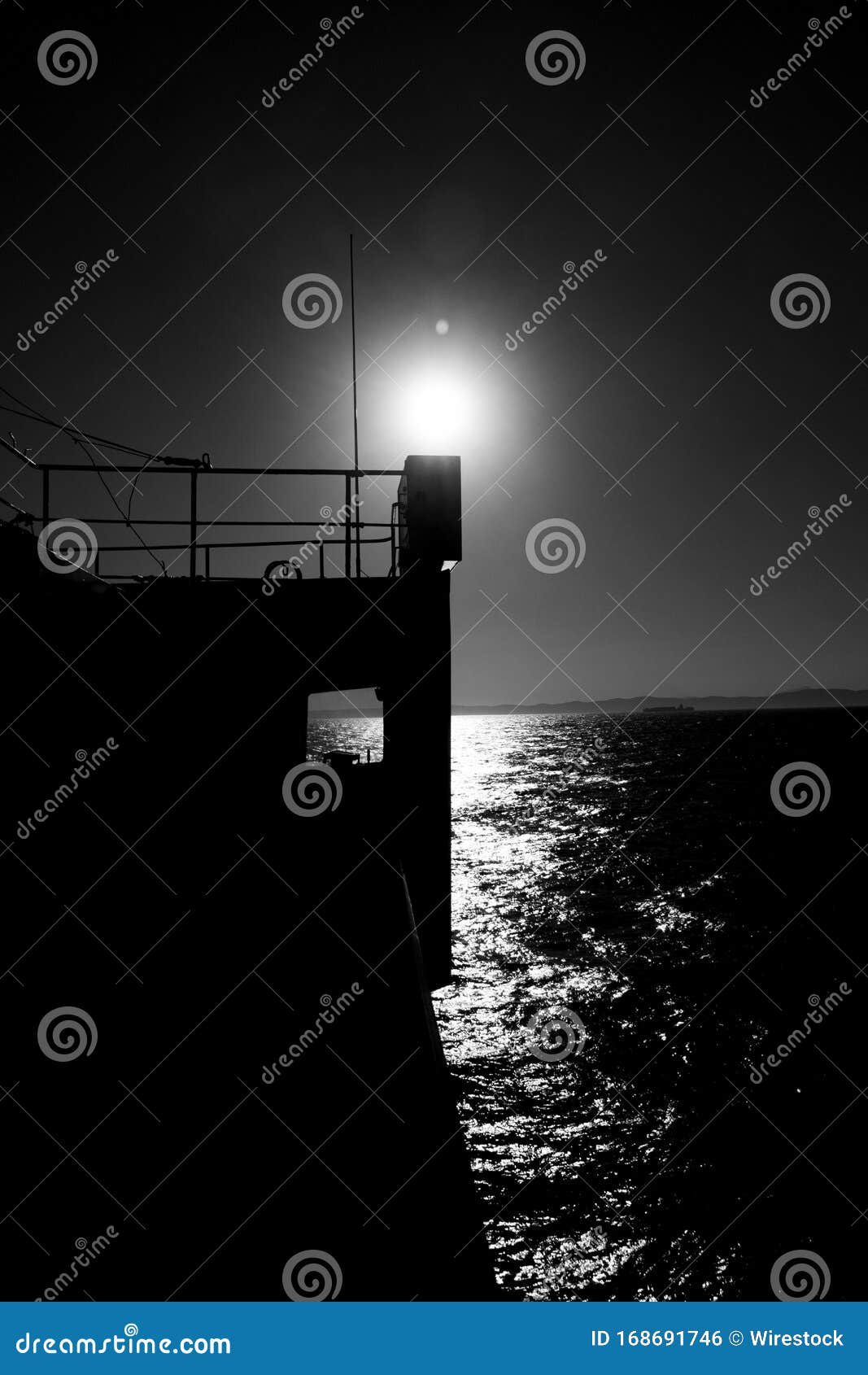 Greyscale of a Sea with a Ship on it Under the Sunlight during Daytime ...