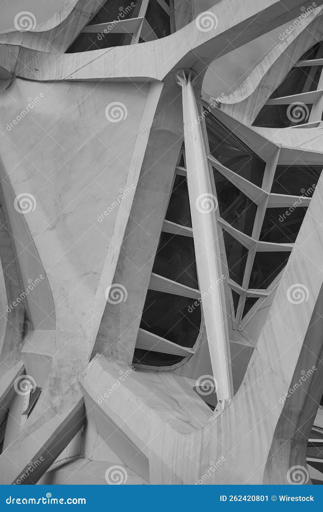Greyscale Shot of an Abstract Building with Asymmetric Windows Stock ...