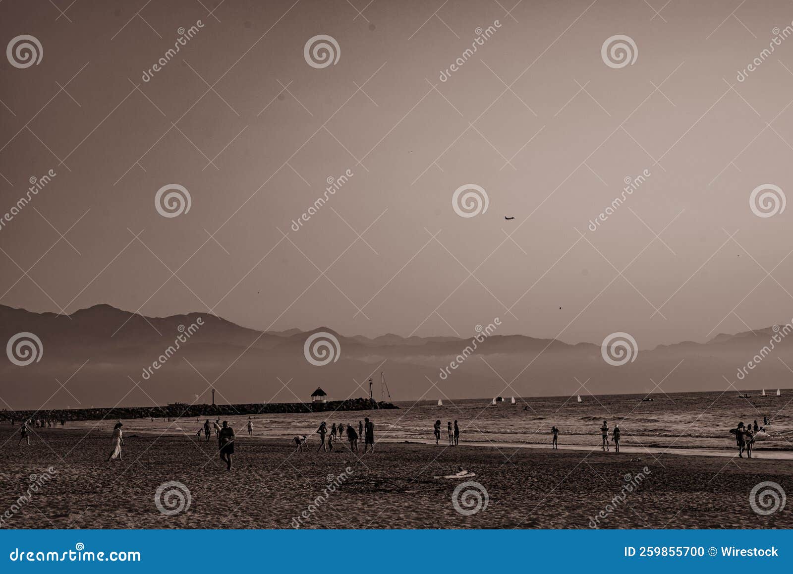 Greyscale Shot of the Beach in Mexico Stock Photo - Image of sunset ...