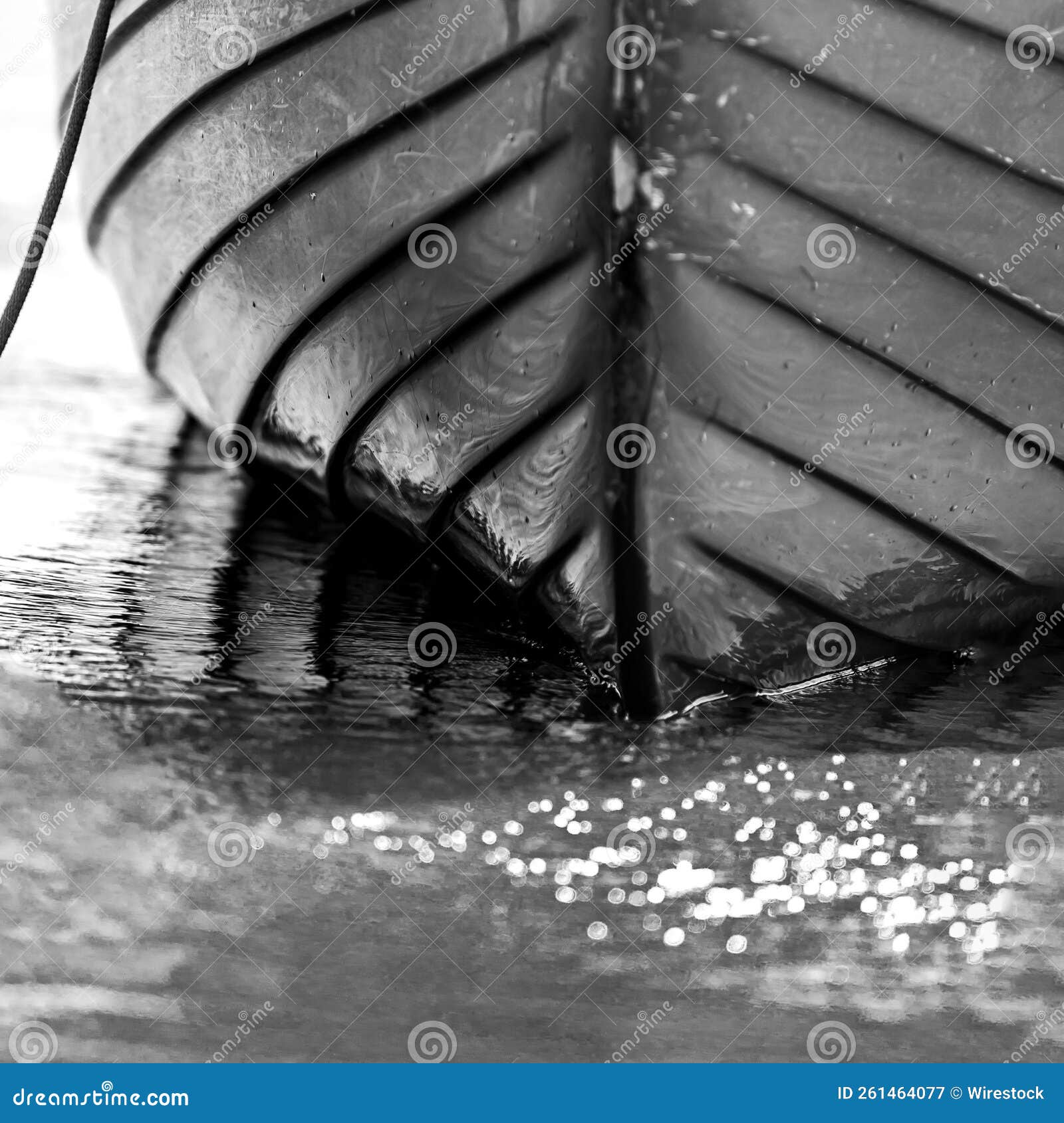 Greyscale Shot of the Bottom of a Boat Stock Image - Image of fishing ...