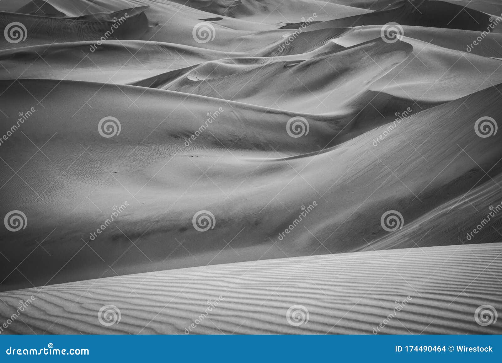 Greyscale Shot of the Sandy Hills in the Desert Stock Photo - Image of ...