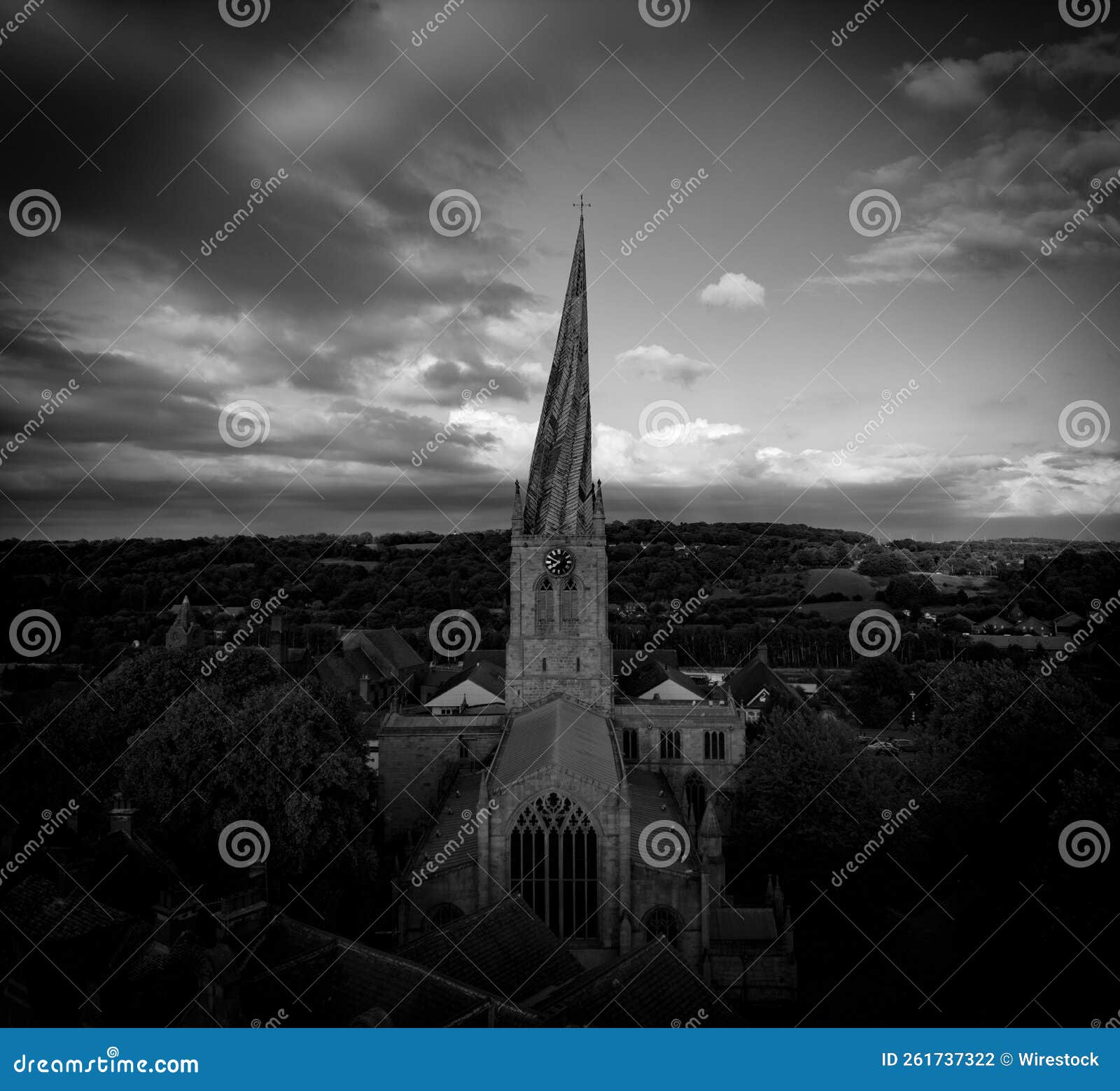 Greyscale Shot of a Tower in Chesterfield Stock Photo - Image of tower ...