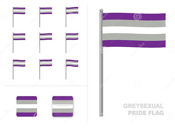 Greysexual Pride Flag Waving Animation App Icon Vector Stock Vector