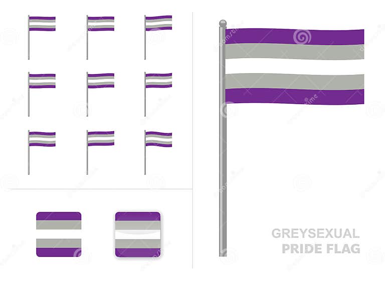 Greysexual Pride Flag Waving Animation App Icon Vector Stock Vector