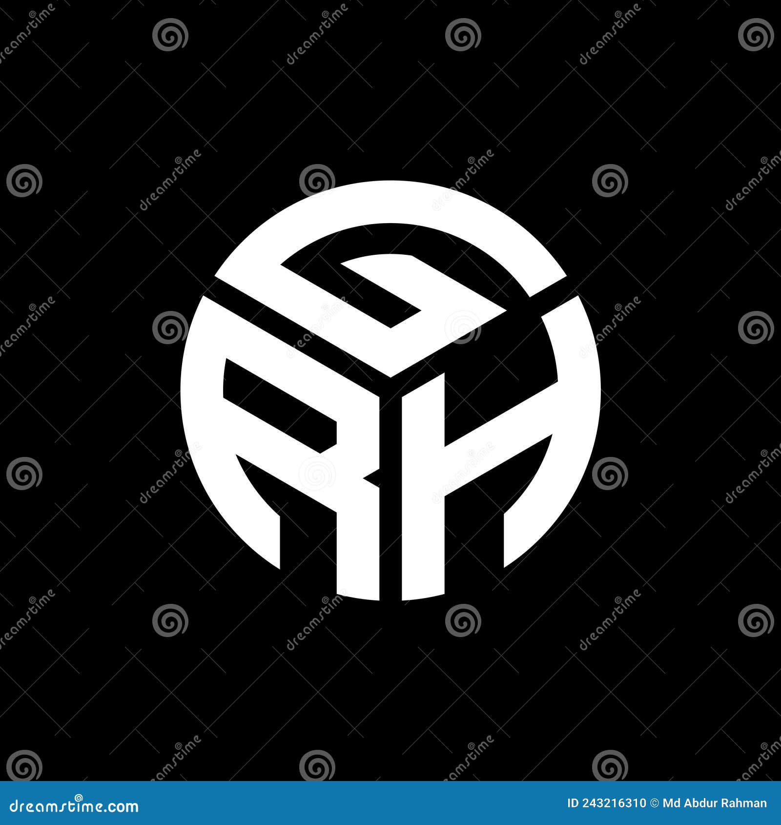 GRH Letter Logo Design on Black Background. GRH Creative Initials ...