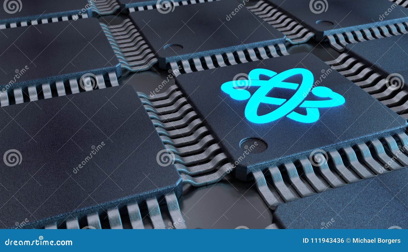 Grid Of Chips With A Red Spectre Symbol On One Of The Cpus Stock ...