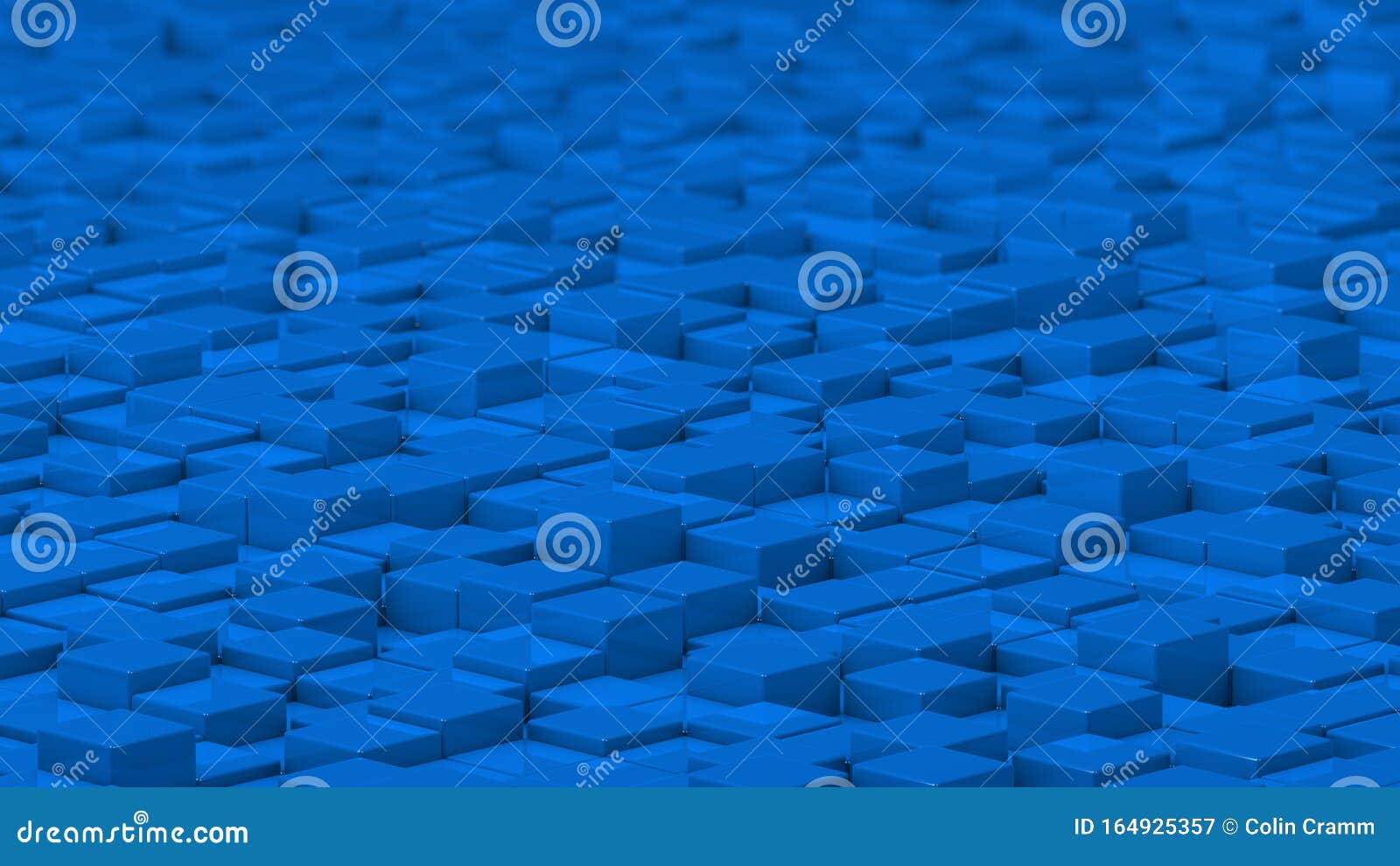 Grid of Blue Cubes. Wide Shot. 3D Computer Generated Background Image ...