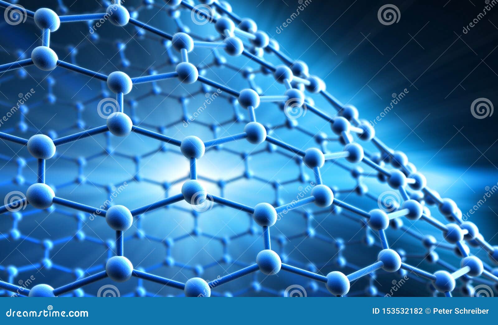 Grid of a Blue Molecule - 3d Structure Visualization Stock Illustration ...