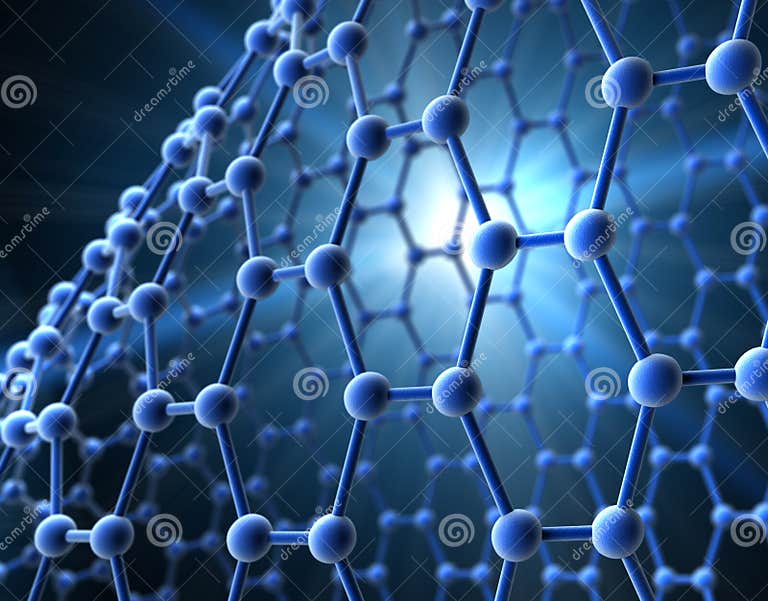 Grid of a Blue Molecule - 3d Structure Visualization Stock Illustration ...