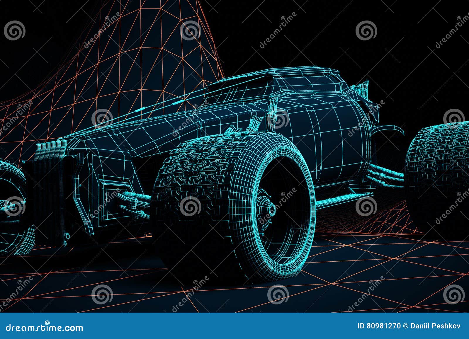 Grid car model closeup stock illustration. Illustration of computer ...