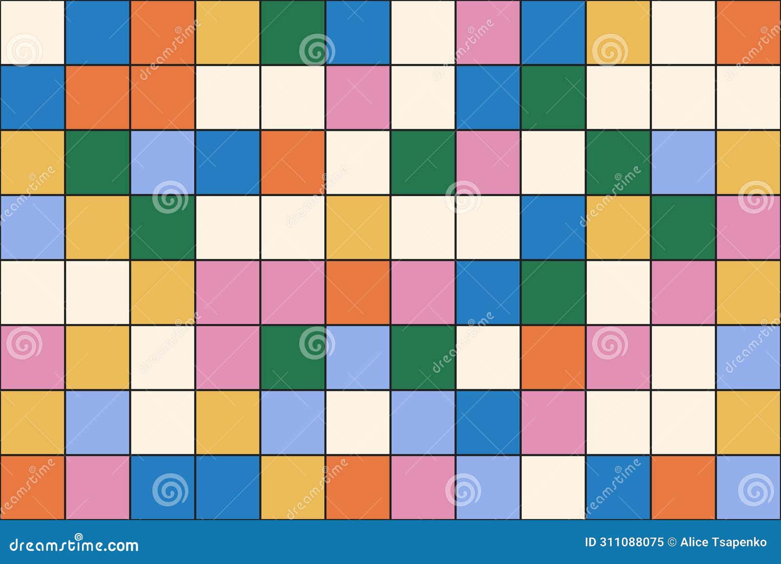 Grid of Colorful Squares. Funky Groovy Background. Checkered Vector ...
