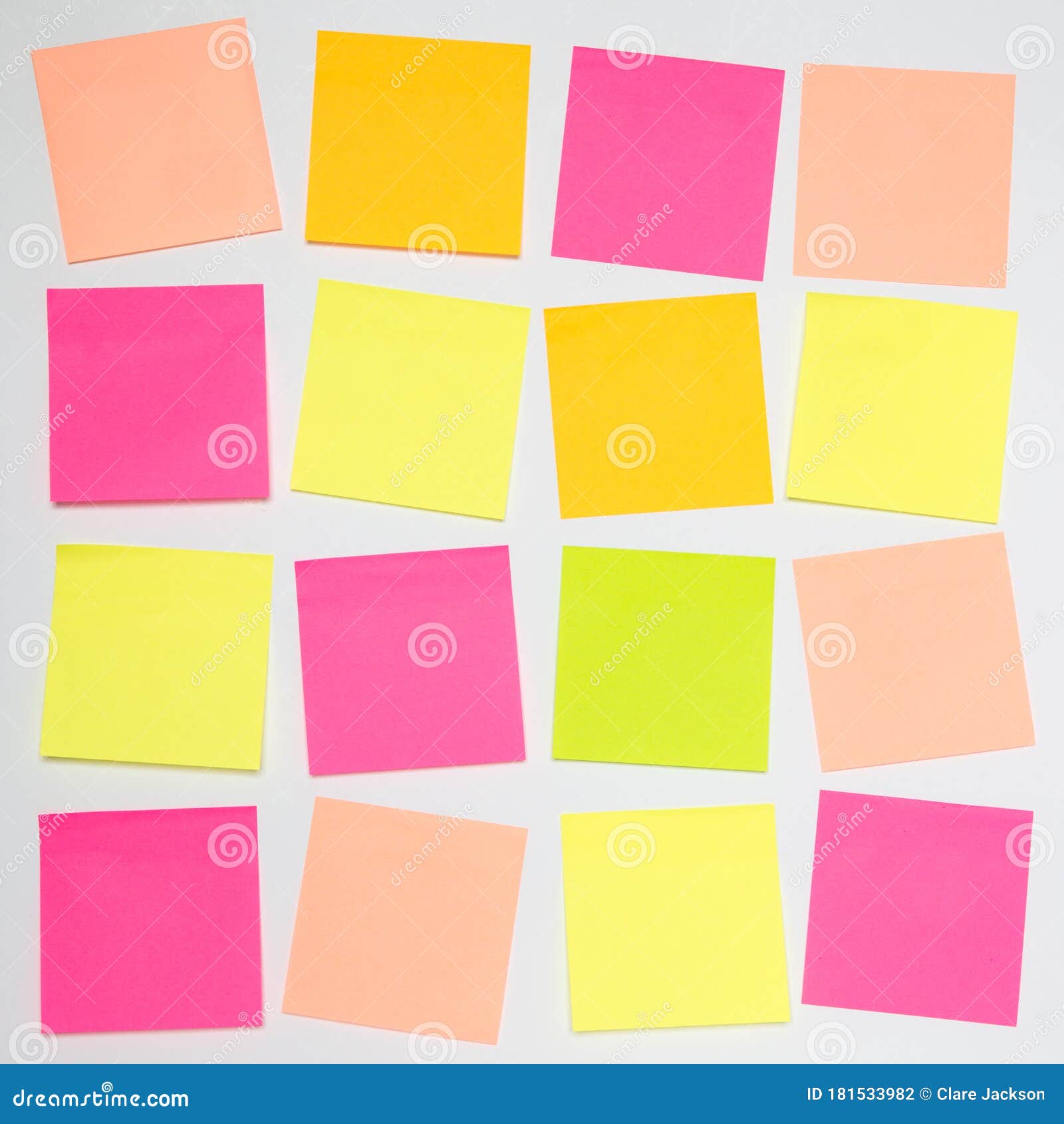 A Grid of Colourful Blank Sticky Notes with Copy Space Stock Photo ...