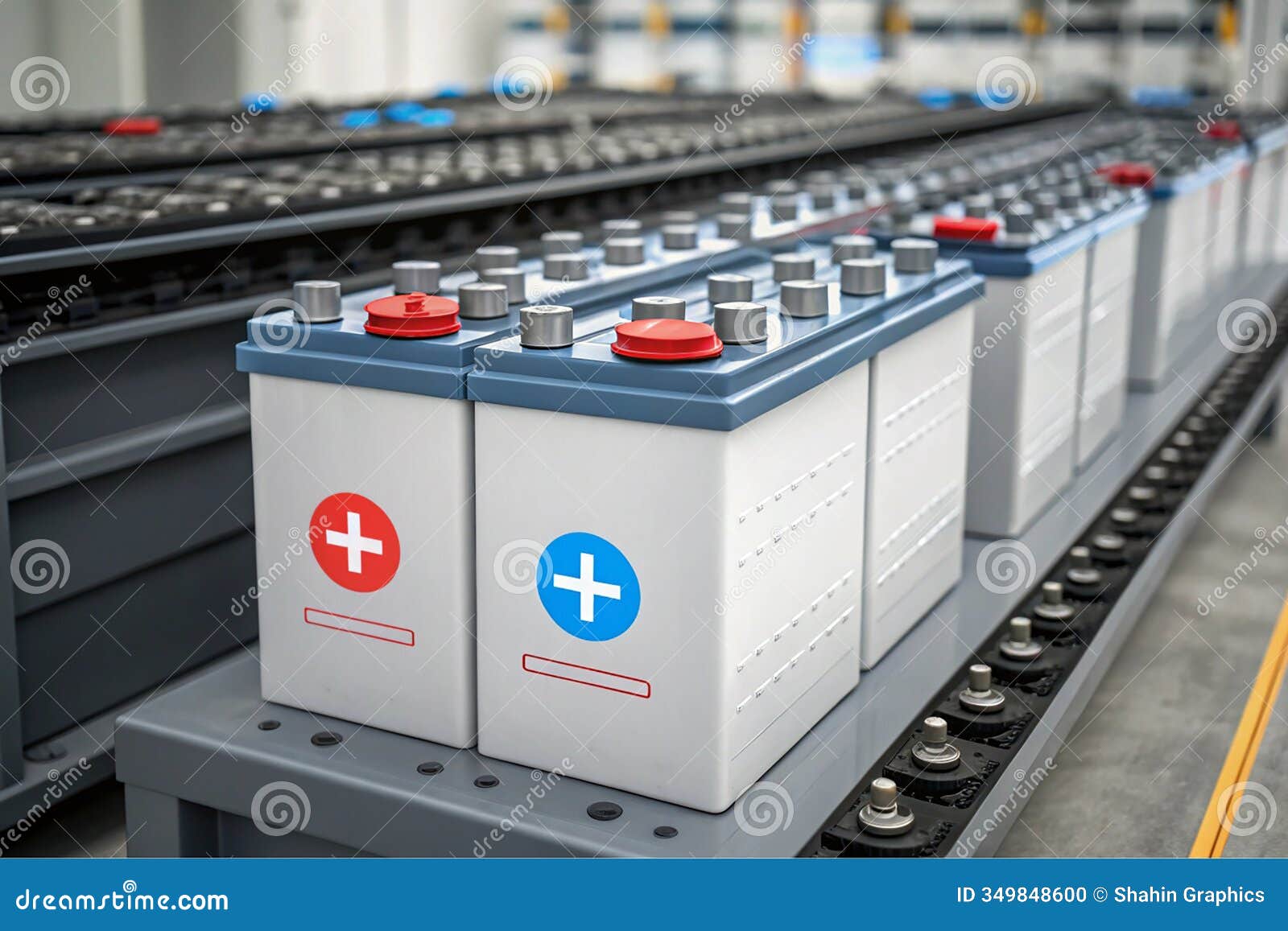 An Electric DC Battery at an Electrical Station. a Number of Powerful ...
