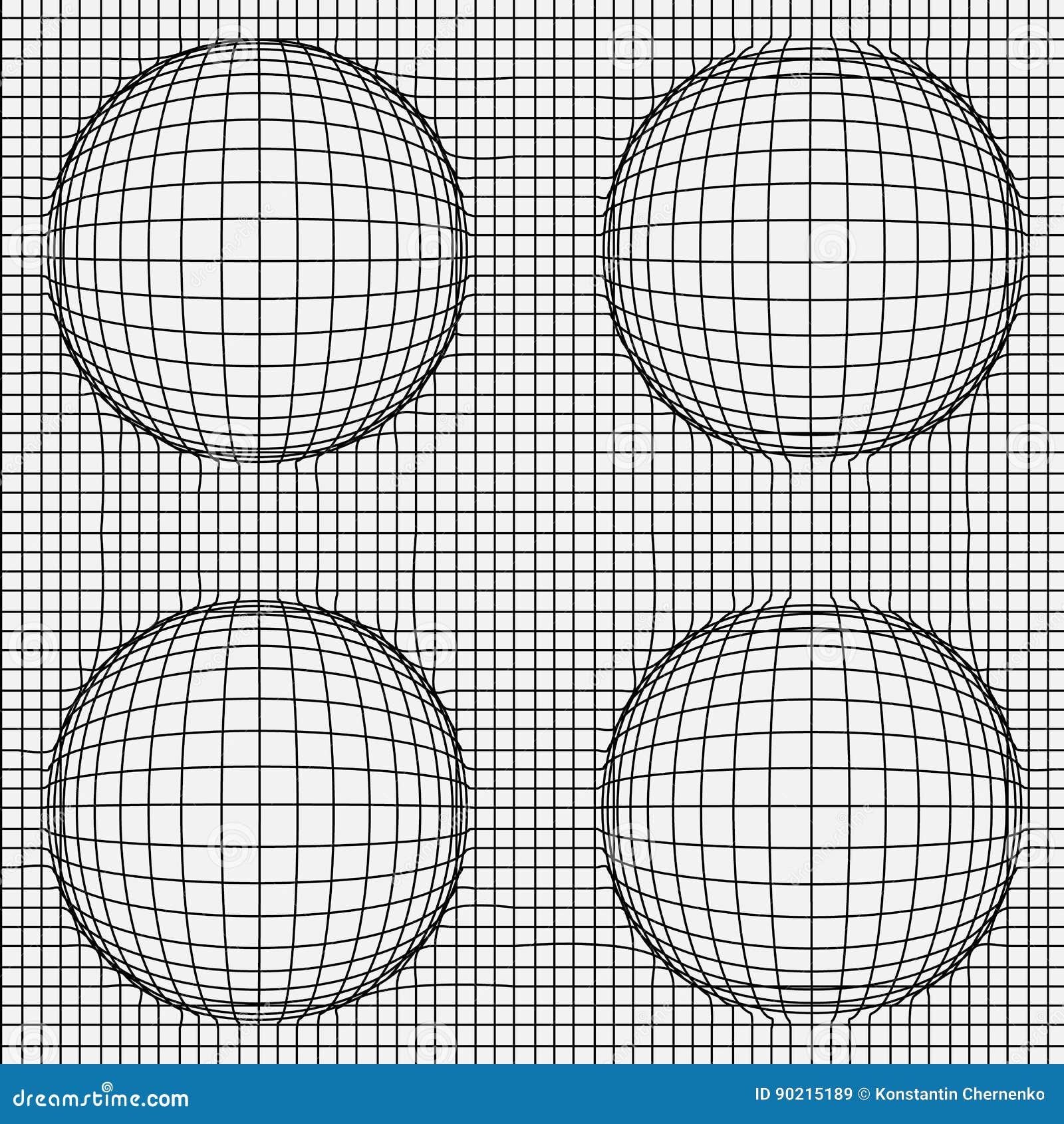 Grid of Distorted Dynamic Lines with Spheres. Stock Vector ...