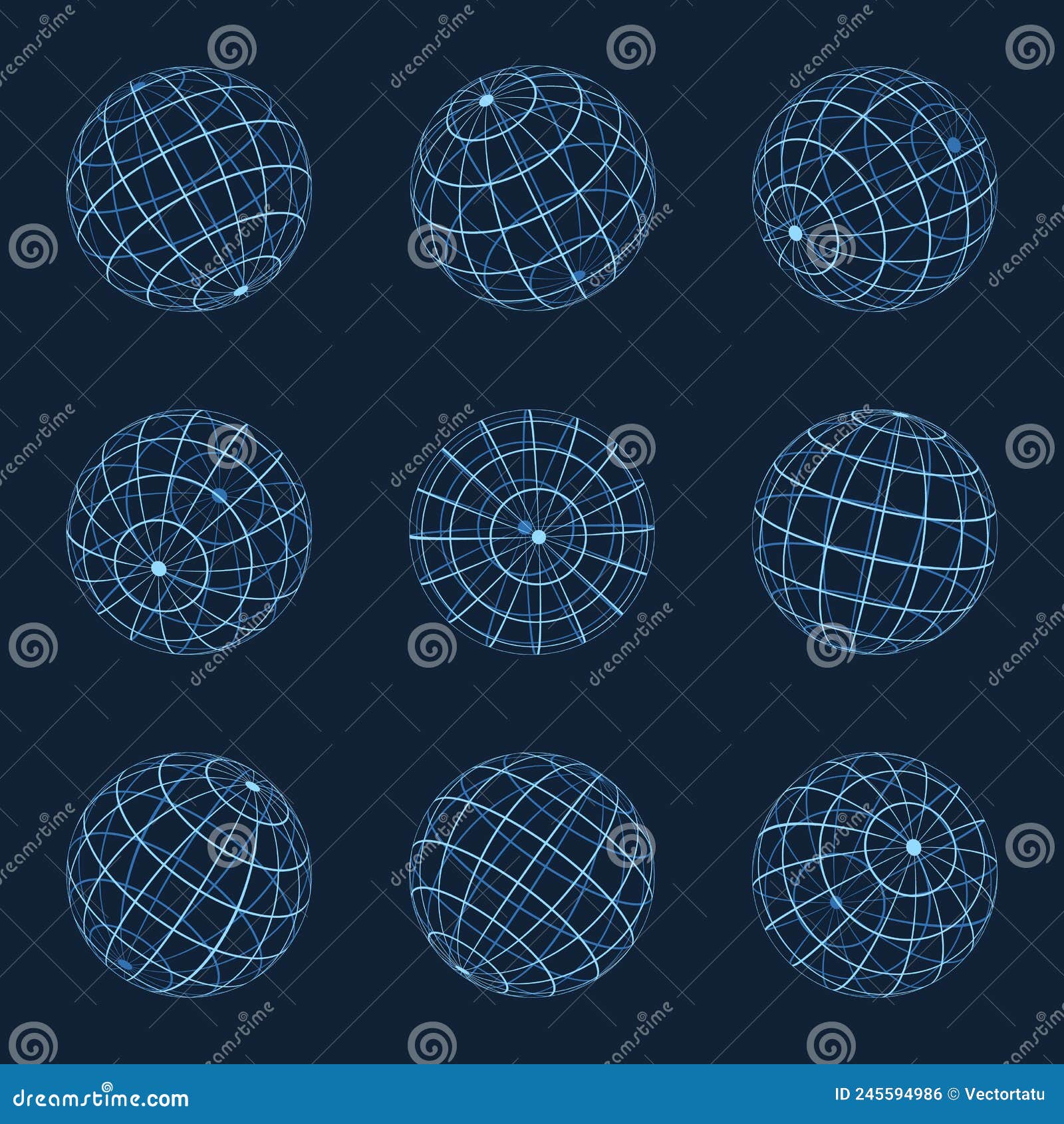 Grid Earth, Blue Wireframe Ball Stock Vector - Illustration of latitude ...