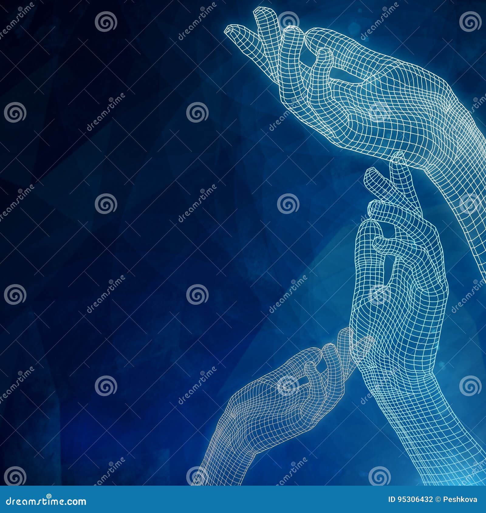 Grid Hands on Blue Background Stock Illustration - Illustration of ...