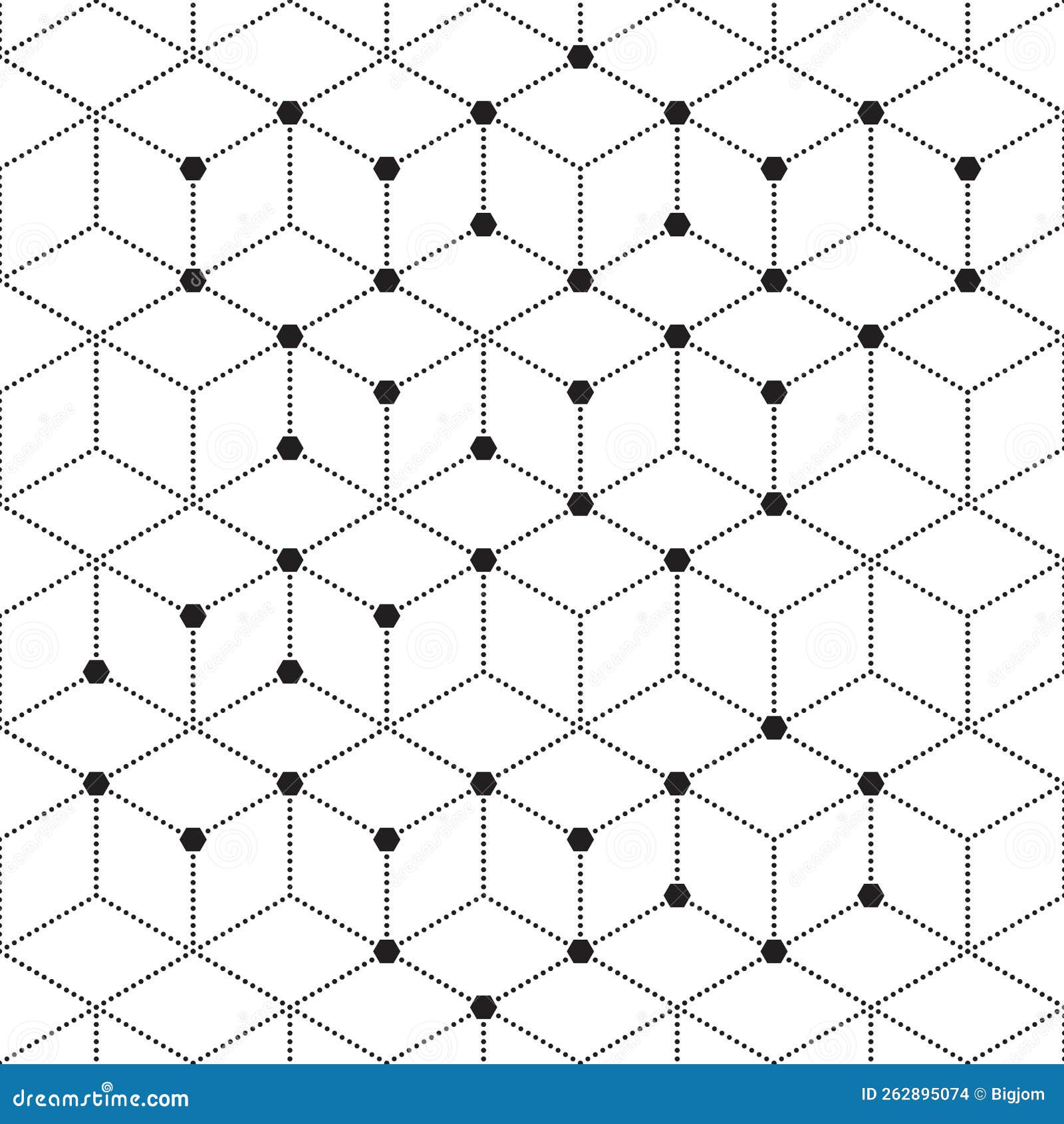 Grid with Hexagons Geometric Tiles with Dotted. Vector Seamless Pattern ...