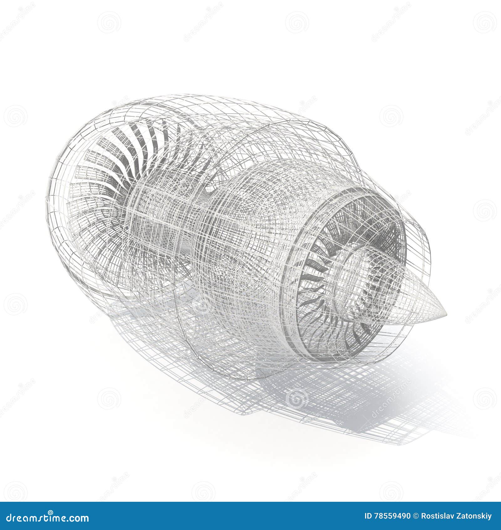 Grid Jet Engine Isolated On White With Shadow. 3d Rendering Royalty ...