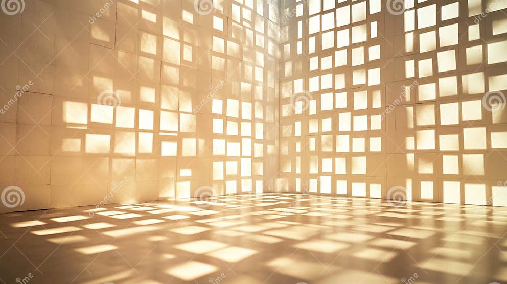 Grid-like 3D Structure Casting Light and Shadow Patterns, Abstract and Geometric. Light Shadow ...