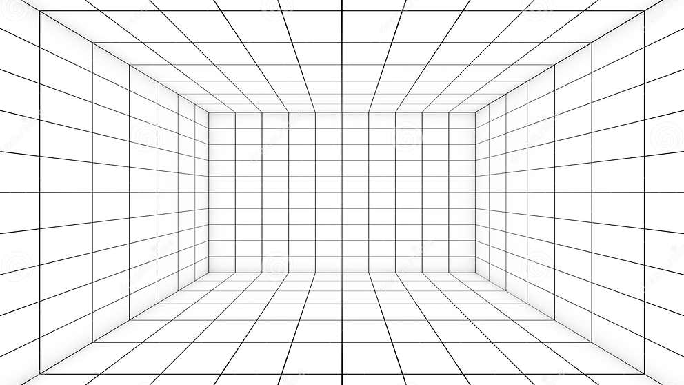 A Grid of Lines in an Empty, White Room Serves As a Visual Cue. ,a ...
