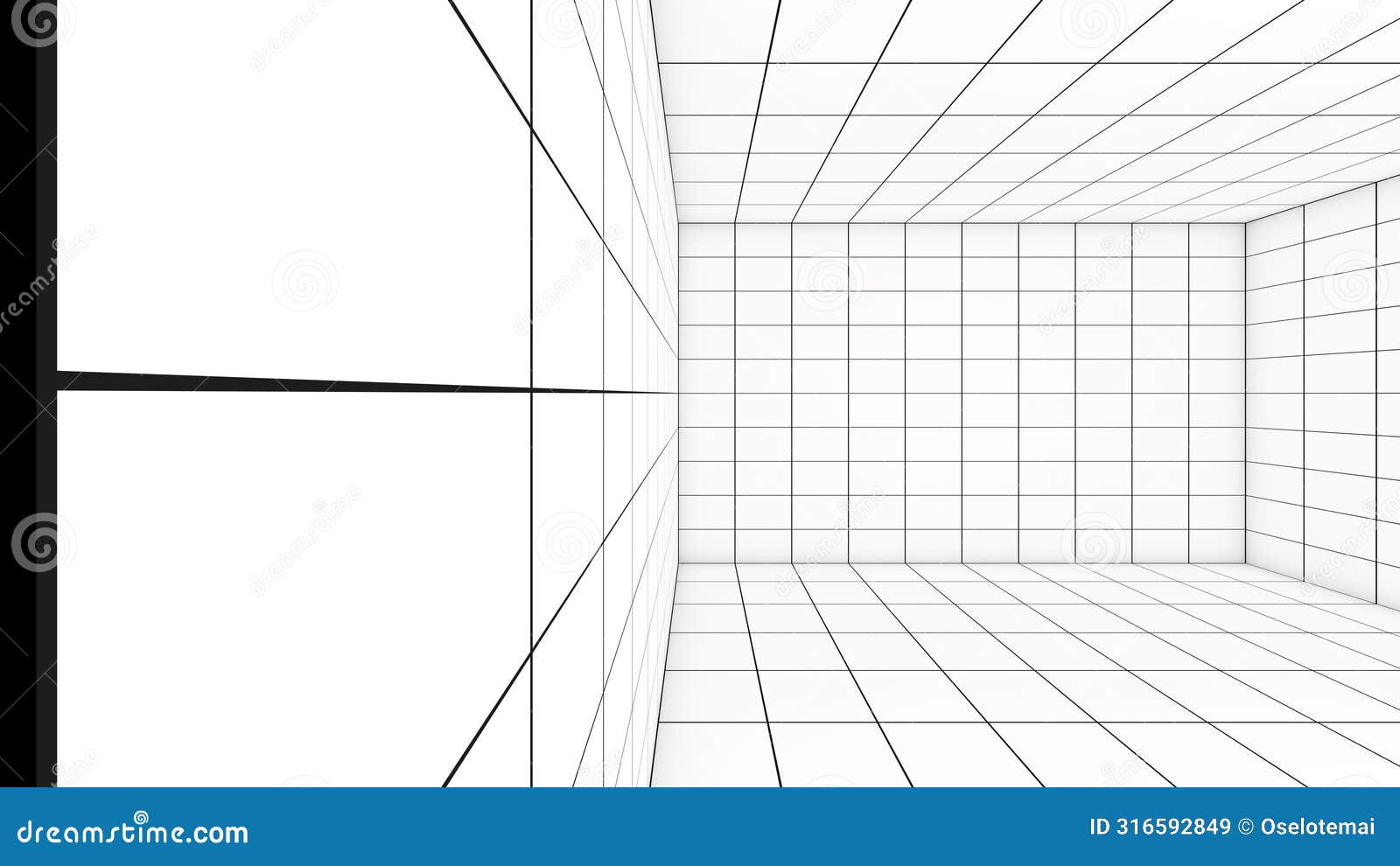 A Grid of Lines in an Empty, White Room Serves As a Visual Cue. ,a ...
