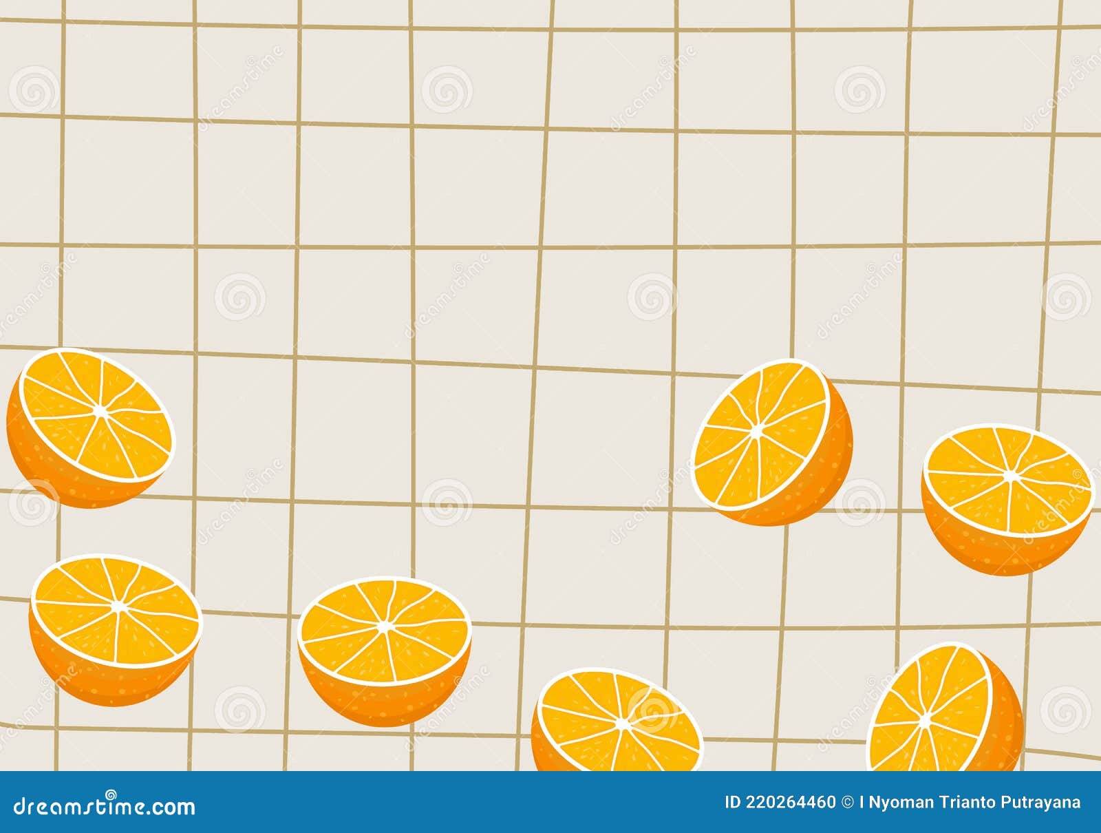 Grid Lines Pattern with Orange Slices Background. Vector Illustration ...