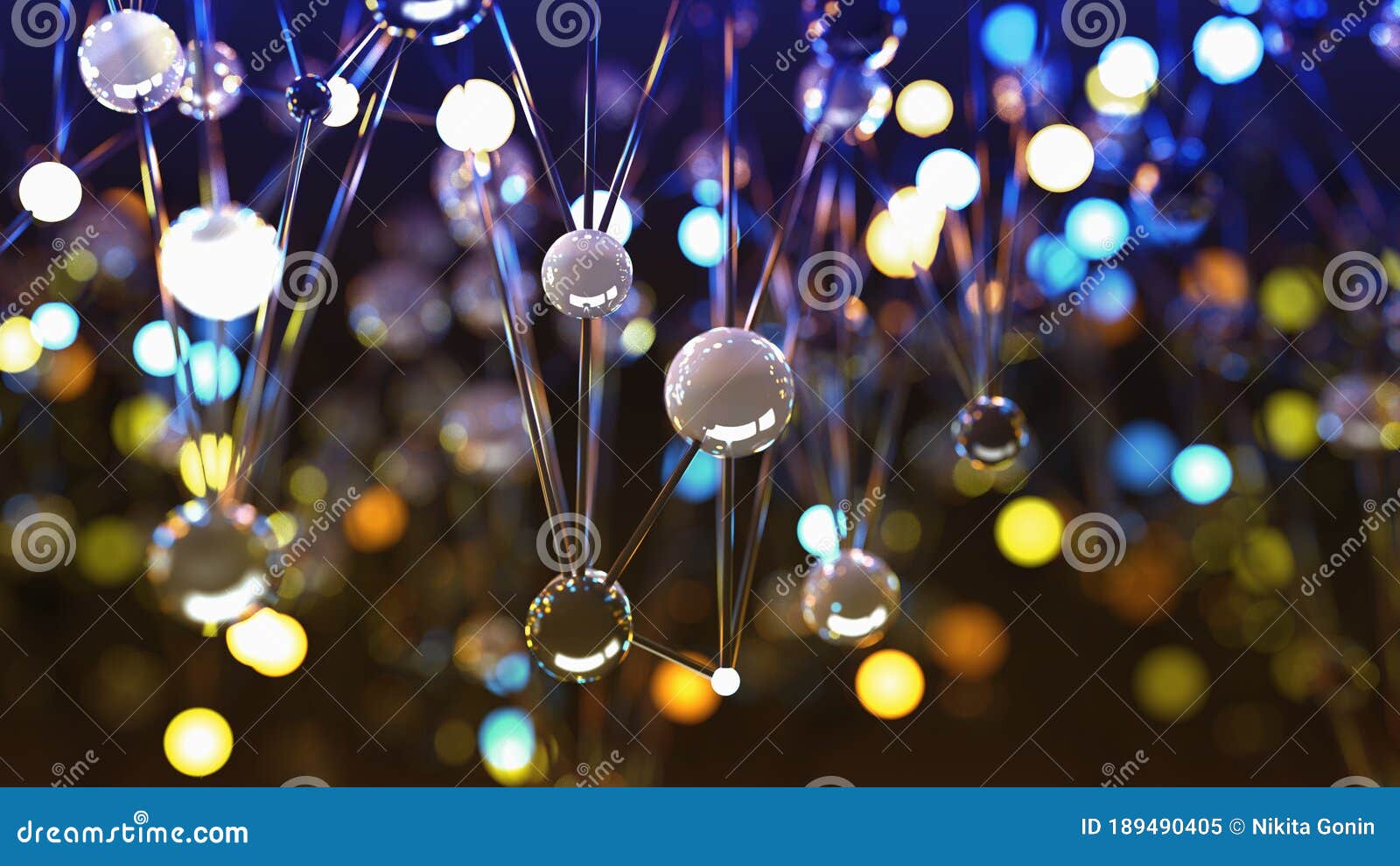 Grid of Linked Spheres Abstract 3D Render Illustration Stock ...