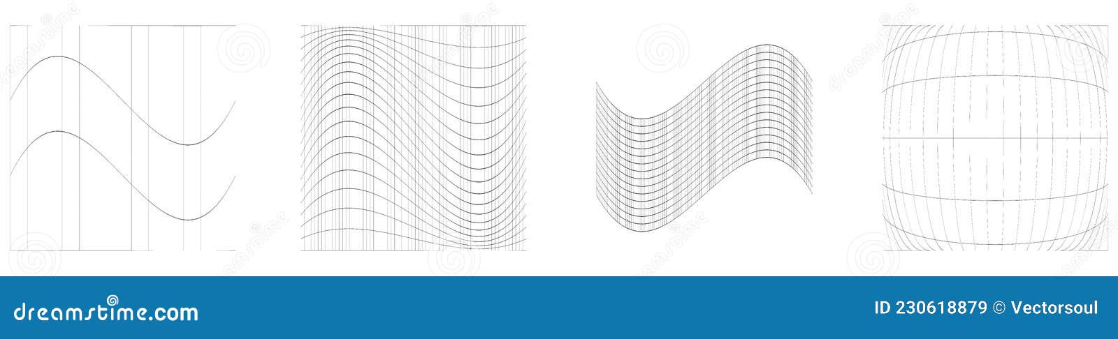 Grid, Mesh, Grating, Trellis, Wireframe with Distortion, Deformation ...