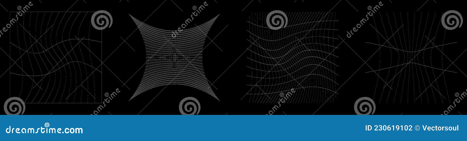 Grid, Mesh, Grating, Trellis, Wireframe With Distortion, Deformation Effect. Warp, Tweak Distort ...