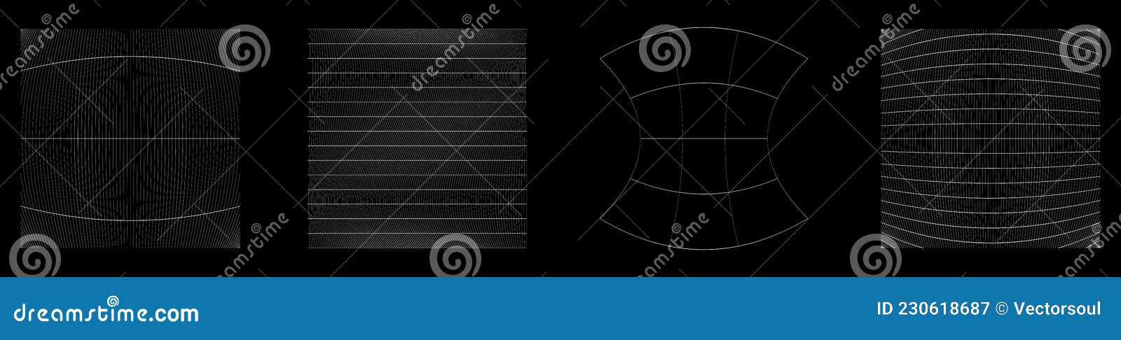 Grid, Mesh, Grating, Trellis, Wireframe with Distortion, Deformation ...