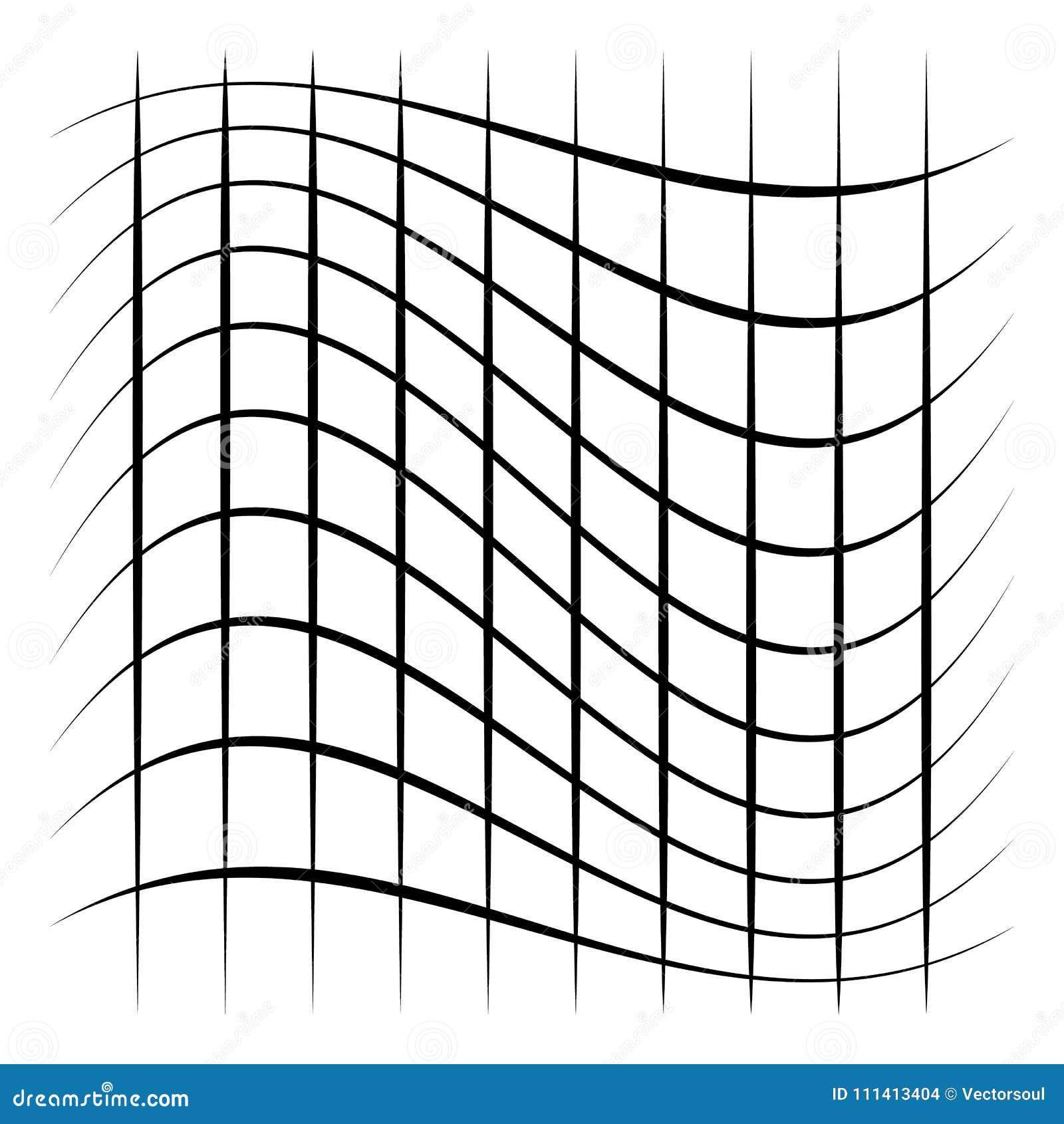 Grid, Mesh, Lattice with Distortion, Warp Effect. Abstract Element ...